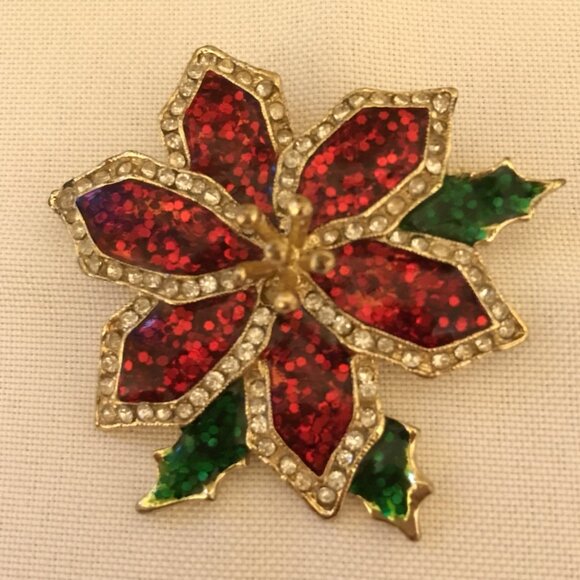 TC | Jewelry | Poinsettia Christmas Brooch Signed Tc | Poshmark